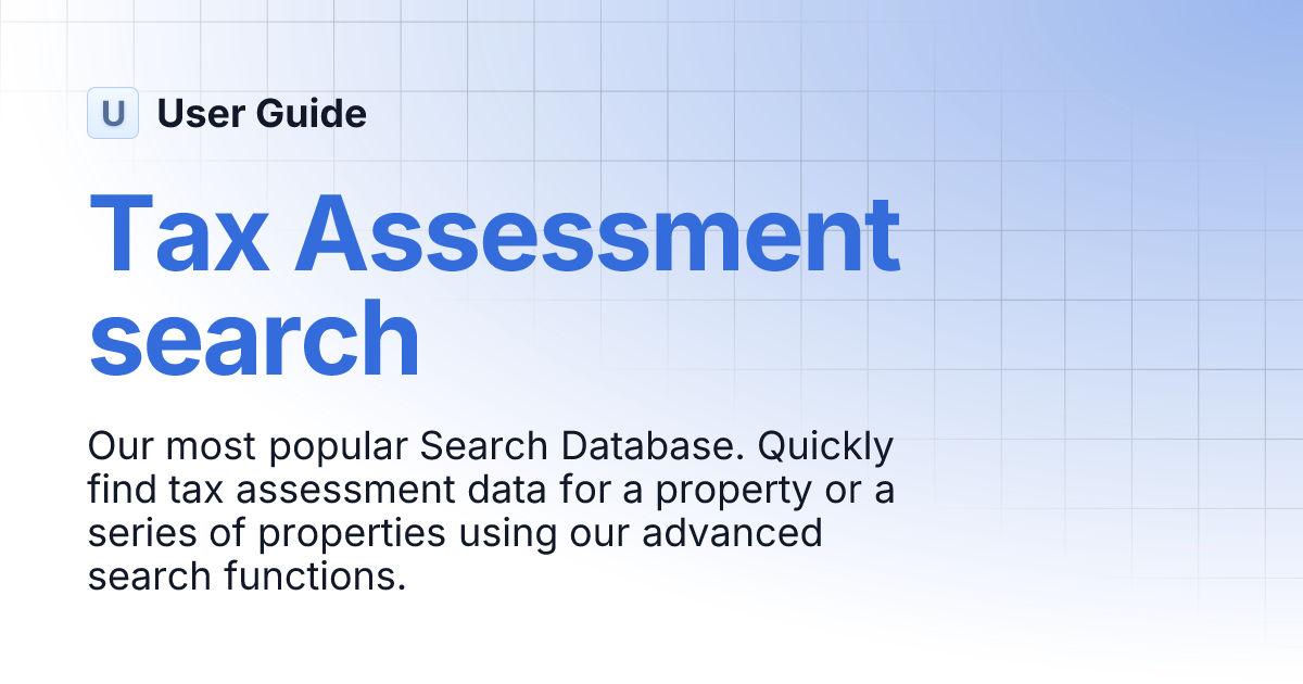 Tax Assessment search | User Guide