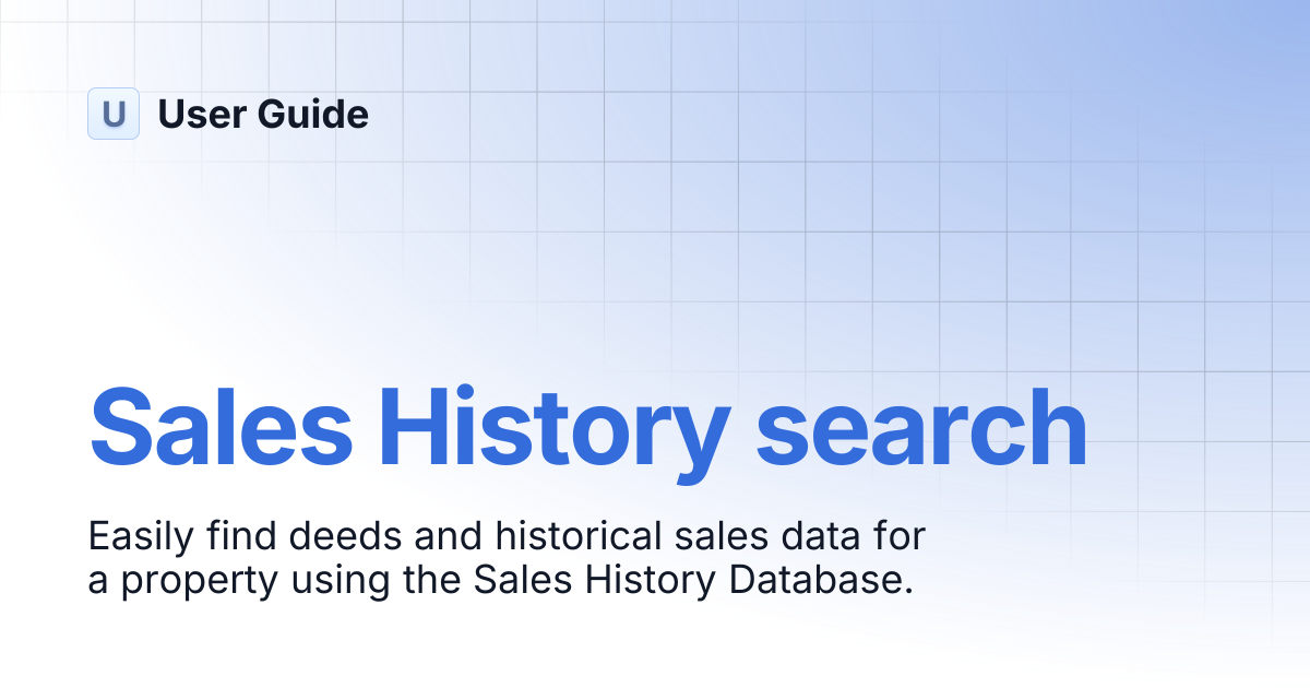 Sales History search | User Guide